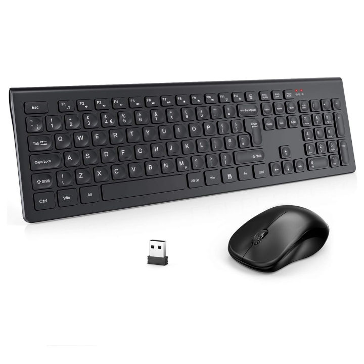 WisFox Wireless Keyboard and Mouse Set, 2.4GHz Full Size Ergonomic ...