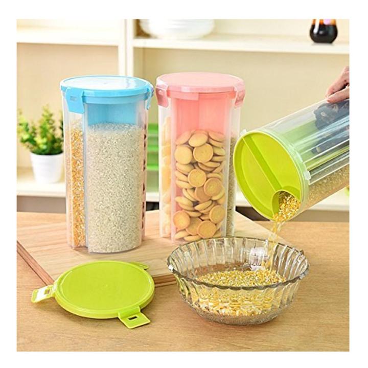 3 In 1 Storage Jar With 3 Portion Compartment Air Tight Storage ...