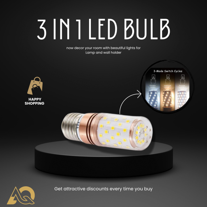 3 in 1 LED Bulb with Daylight, Cool, and Warmfor lamps , chandeliers ...