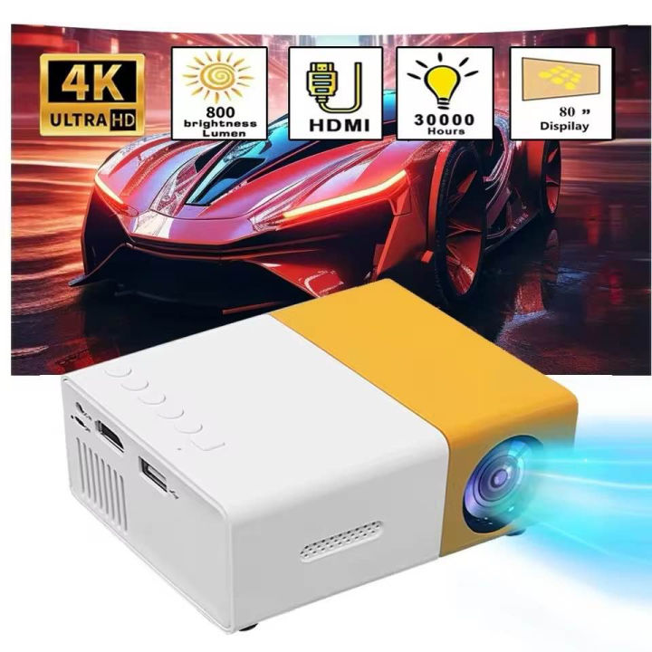 YG300 LED Projector With Screen - Mini Projector - Portable Pico Full ...