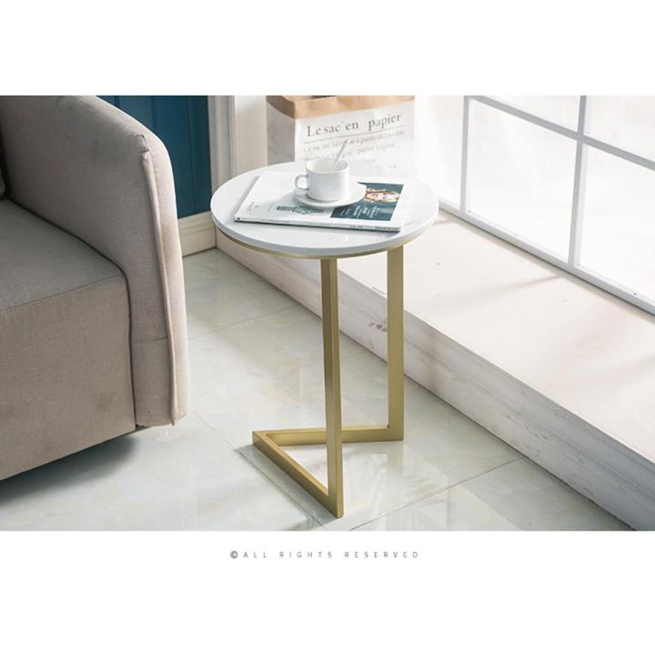 V Shape Coffee Table Round Shape Table with Marble Top Sheet Rod Iron ...