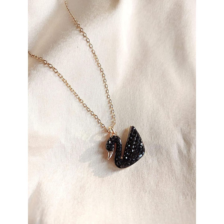 Gold Chain With Beautiful Black Swan Duck Necklace For Women - Gold ...
