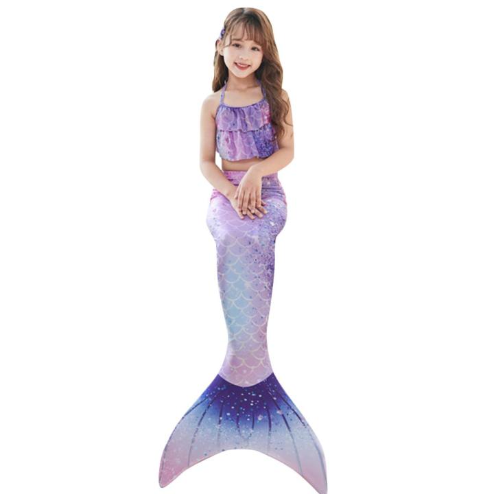 KI 3pcs Girls Mermaid Swimsuit Cute Anime Character Bikini Swimwear ...