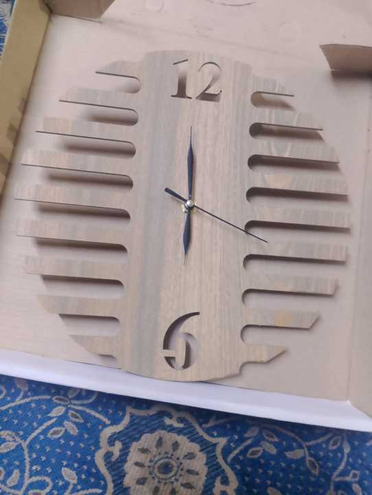 3D Wooden Wall Clock Laser Cut MDF Wooden Round Wall Clock MDF | Daraz.pk