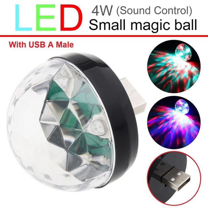 USB Party Lights Mini Disco Ball,Led Small Magic Ball Sound Control DJ Stage Light Colorful ...