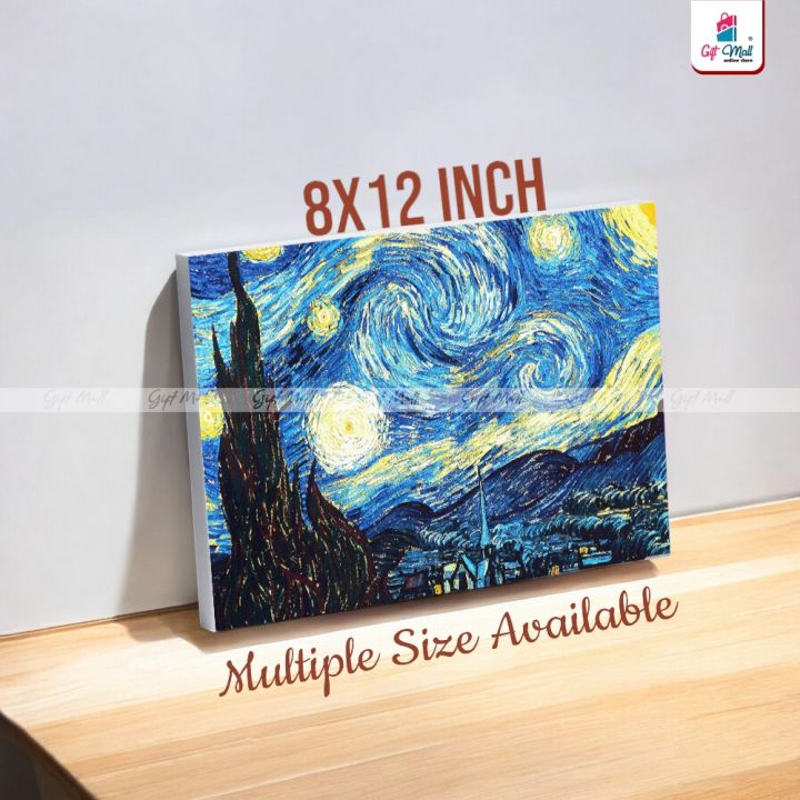 Starry Night UV Oil Canvas Print with Frame | Wall Art for Home Decor ...