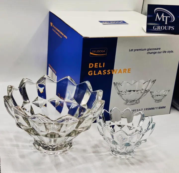 DELISOGA 7 PC Crystal Glass Desert Ice-Cream Sundae Pudding Set, Bowl ...