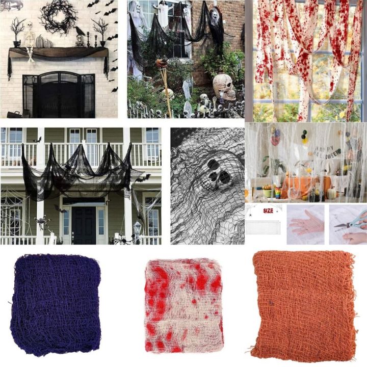 Creepy House Warning Halloween Gauze Props DIY Bar Ghost House Gauze 3 ...