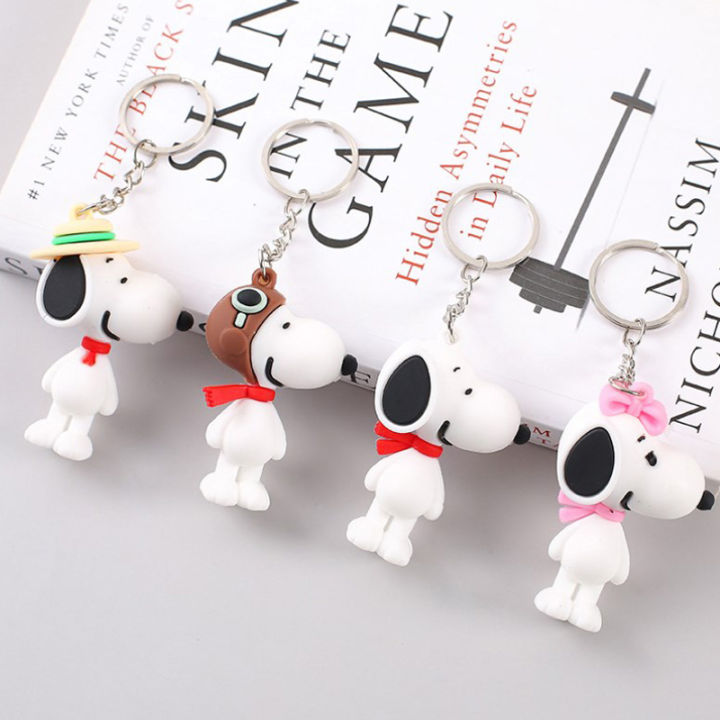 Anime Keychain Cartoon Snoopy Keychain Gift Charlie Action Figure Car ...