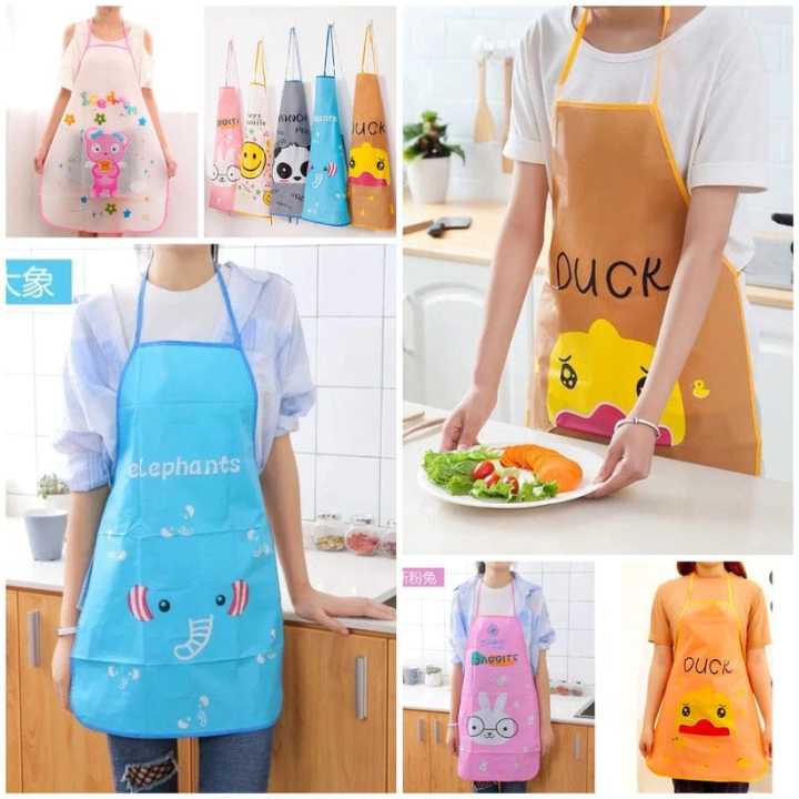 Cartoon Printed Waterproof Kitchen Aprons for Cooking & Cleaning – Fun ...