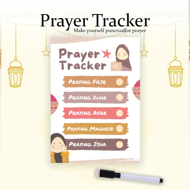 Prayer Tracker for Adult and Kids Namaz Planning Laminate with board ...