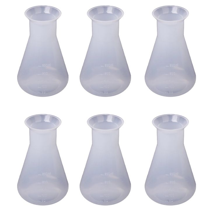 6X Plastic Transparent Laboratory Chemical Erlenmeyer Flasks Container ...