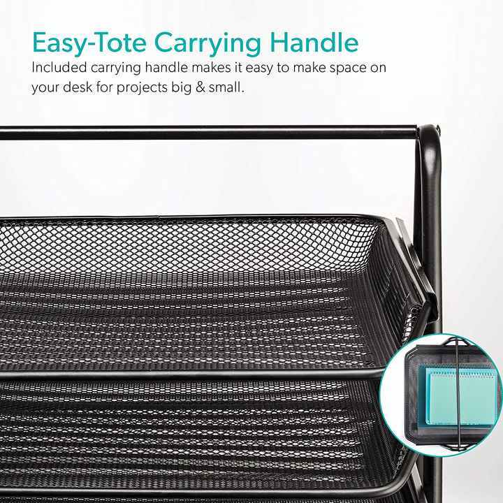 Instaorder 3-Tier Black Mail Organizer or Wire Mesh Cable Tray for File ...