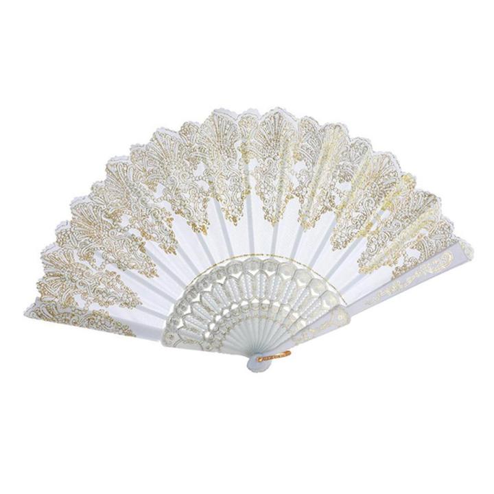 Lace Flowers Hand Fan Fan Dance Fan Folding Fan Folding Fan - white ...