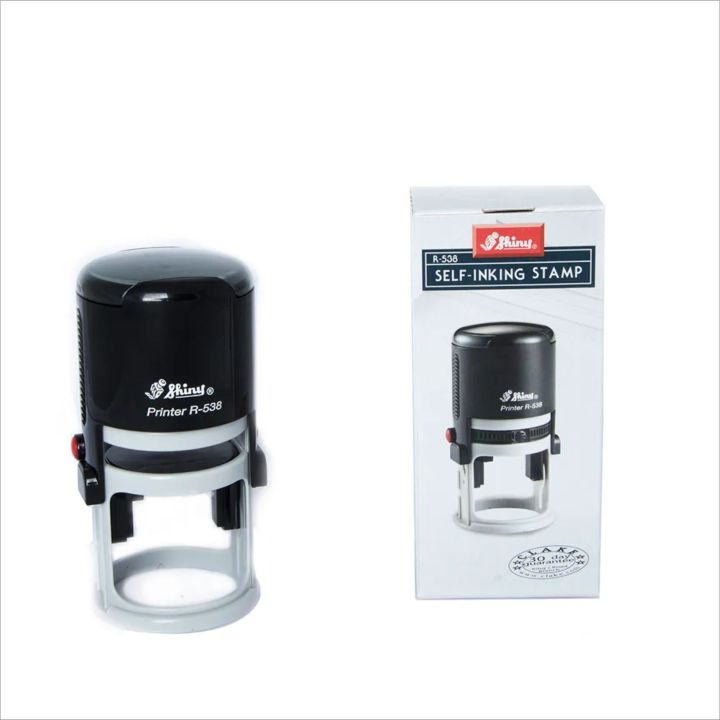 shiny R538 Customize Round Shape Rubber Stamp with Blue and Black color ...