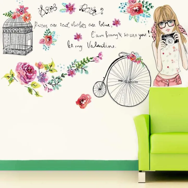 Cheap DIY Cartoon Swing girl Vinyl Removable Kid Room DIY Wall Stickers ...
