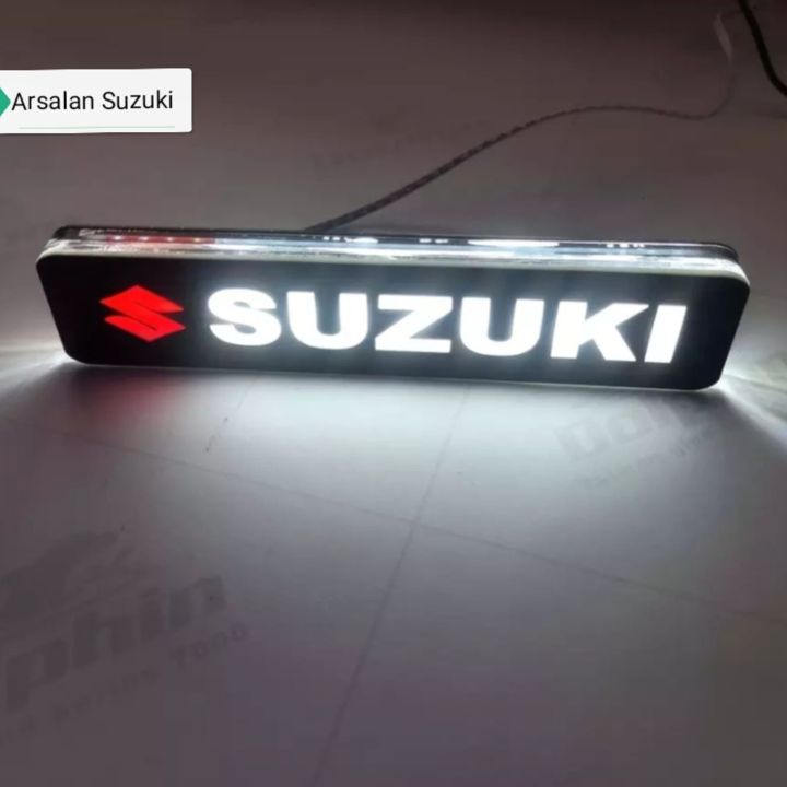 SUZUKI MONOGRAM GLOWING LED RED AND WHITE FRONT SHOCK LOGO BEST QUALITY ...