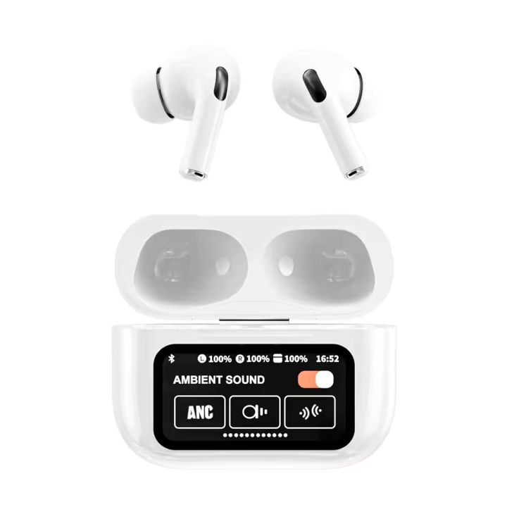 ANC ENC Smart Touch LED Screen Wireless Earbuds Noise Cancelling ...