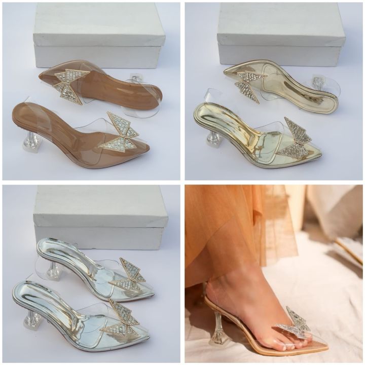 Transparent Trending and stylish Buterfly clear vinyl kitten heels for ...