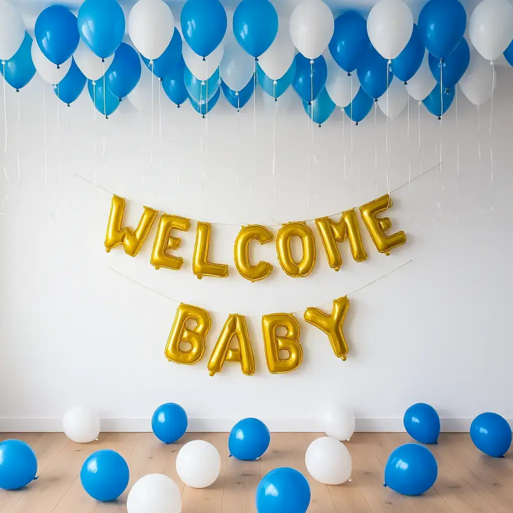 51-Pcs New Born Baby Boy Decoration Set /Welcome Baby Home Decoration ...