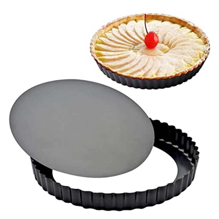 10 Inch Non-stick Round Loose Bottom Quiche Pan Removable Egg Tart Cake ...