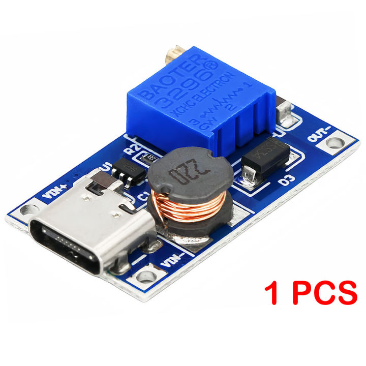 "MT3608 Adjustable Step-Up Module Voltage Regulator, Type-C Plug, 2V-24V to 5V-28V, 2A DC-DC ...