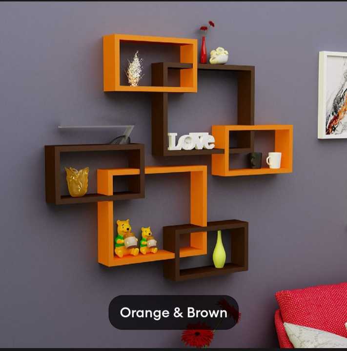 Wall mounted Wooden piece decoration shelves racks wall decor home ...