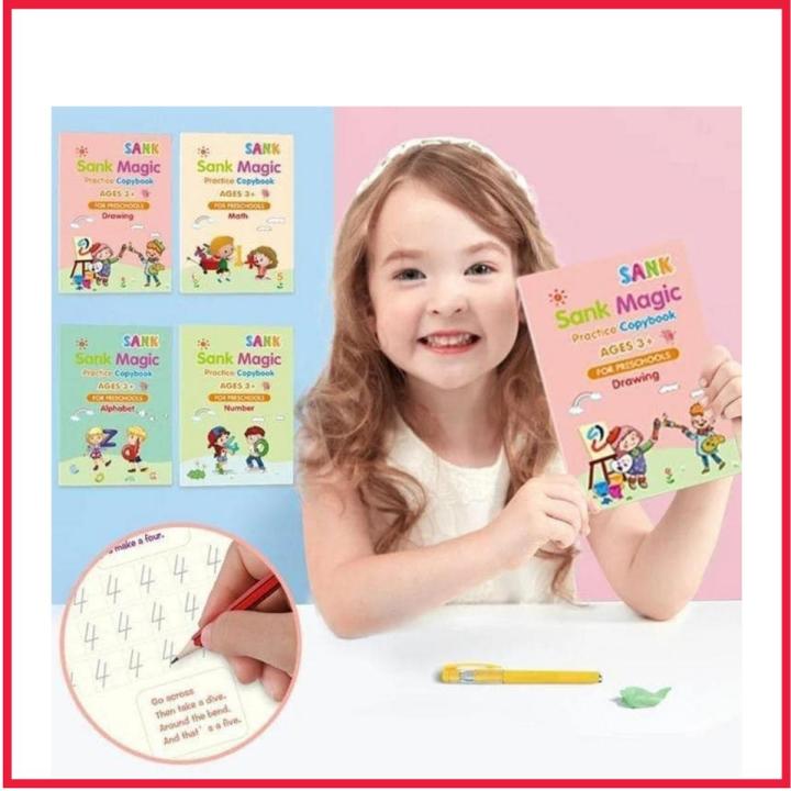 Magic Practice Copybook (4 Books + Magic Pen & 10 Ink Refills) Sank ...