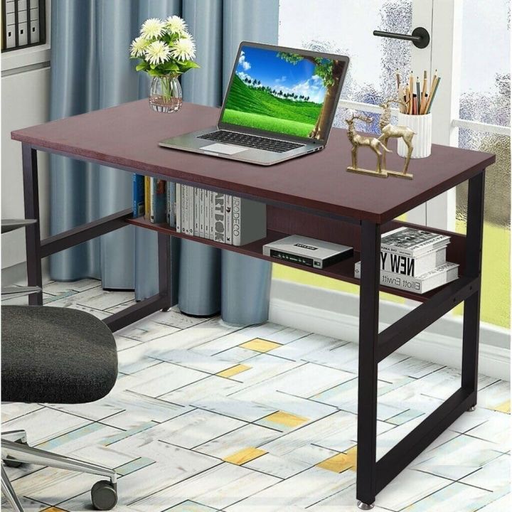 47" Computer Desk with Bookshelf, Modern Office Desk with Storage ...