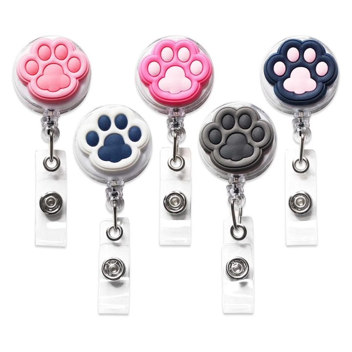 Compact Silicone Plastic Badge Clip Telescopic Paw Badge Reel Rubber ...