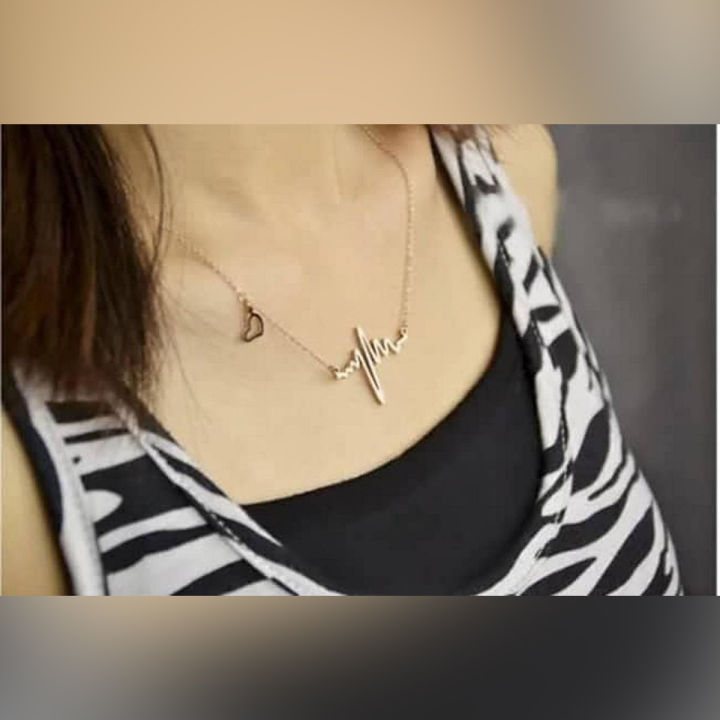 Golden ECG Pendant Necklace for Women | Daraz.pk