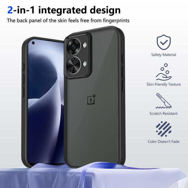 For OnePlus Nord 2T 5G Phone Case，Skin Feel Through Black PC+TPU Shell ...