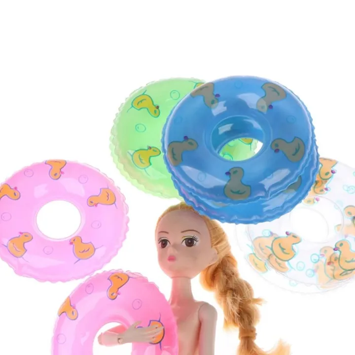Cute PVC Dollhouse Miniature Swimming Ring Yellow Duck Inflatable Mini ...