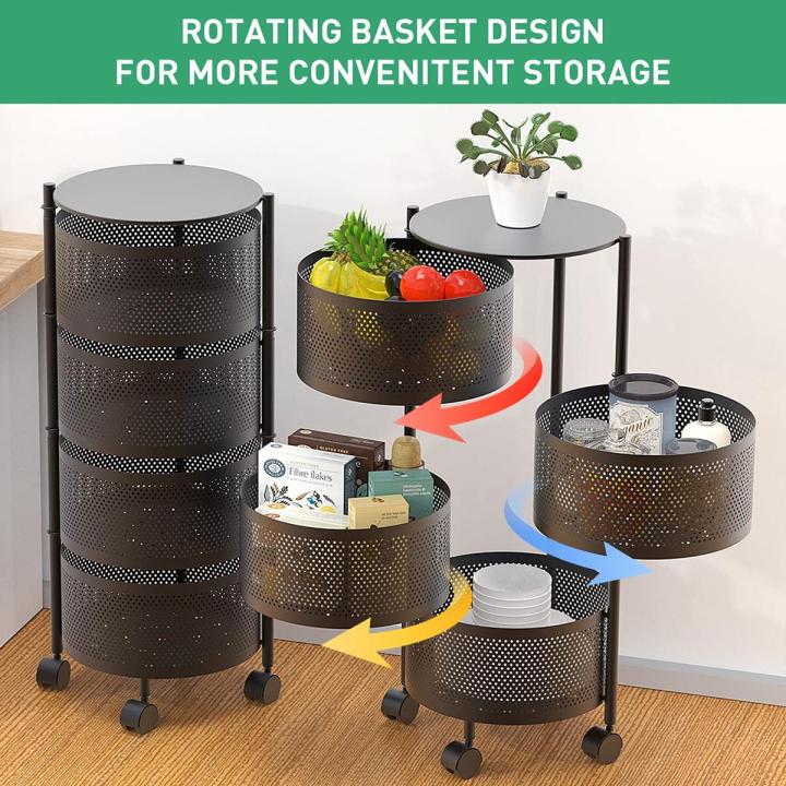 4 Layer/Tier/Step Kitchen Rotating Shelf 360 Degree Baskets Fruit ...
