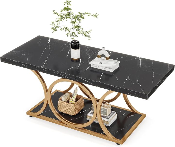 Rectangle Center Table, Modern Center Tables for Living Room, 2-Tier ...