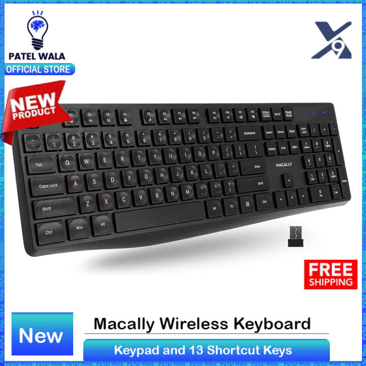 Macally Wireless Keyboard - 2.4G Ergonomic Full Size Keyboard | Numeric ...