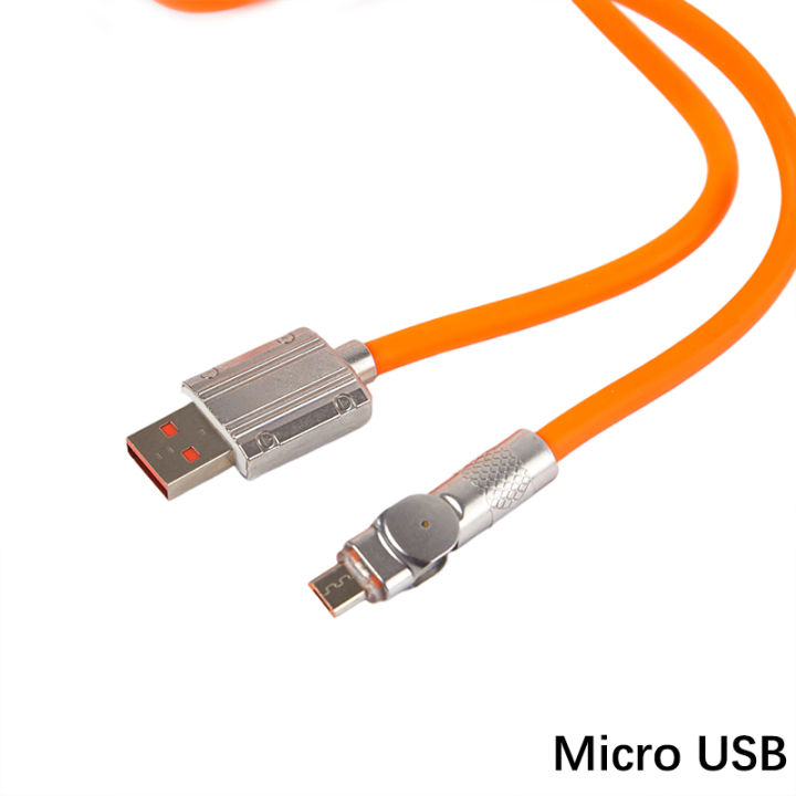 120W 6A Fast Charge Micro USB Type C Cable 180 Degree Rotation Elbow ...