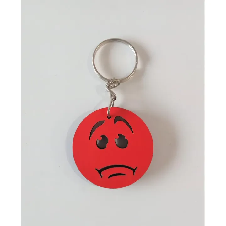 Keychain, Wooden MDF, Laser Cut, Sad Face | Daraz.pk
