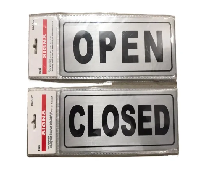 Open Closed Stickers Sign – 5x2 inch – Self-Adhesive Silver Vinyl ...