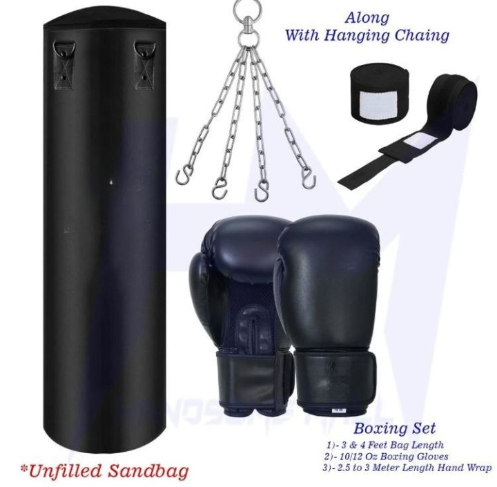 MMA Professional Boxing Bag with chain Boxing Gloves and Hand bandages ...