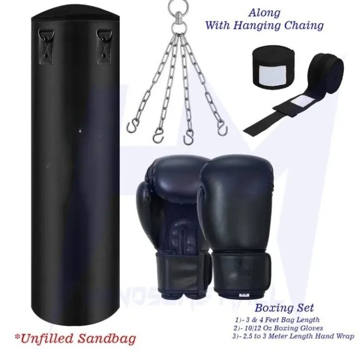 MMA Professional Boxing Bag with chain Boxing Gloves and Hand bandages ...
