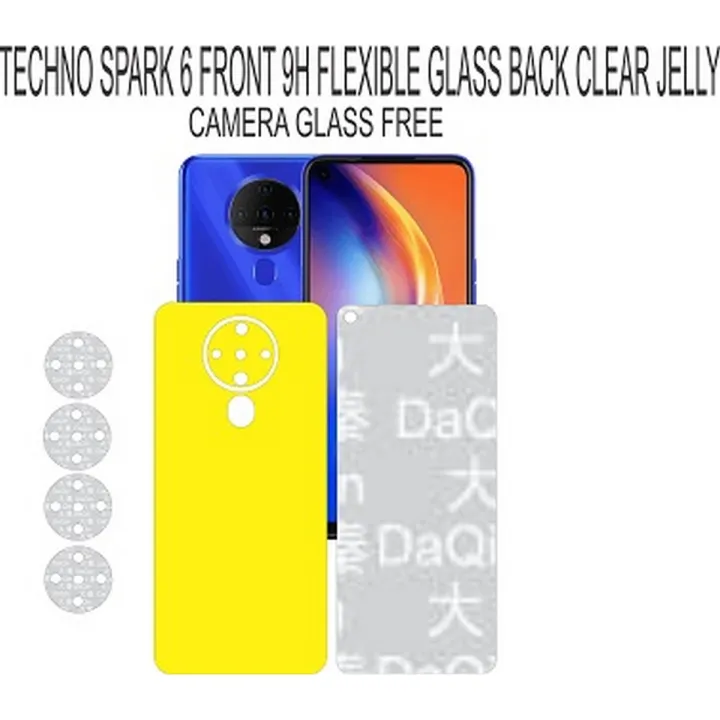 TECHNO SPARK 6 FRONT 9H FLEXIBLE AND BACK CLEAR JELLY WITH 4 CAMERA ...