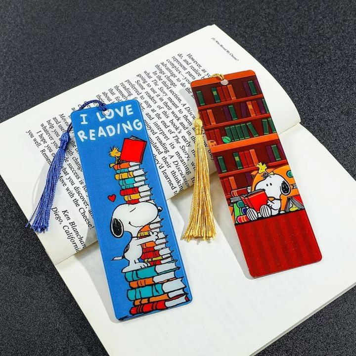 Cute Snoopy Book Mark Acrylic Anime Bookmarks with Tassel Cartoon ...