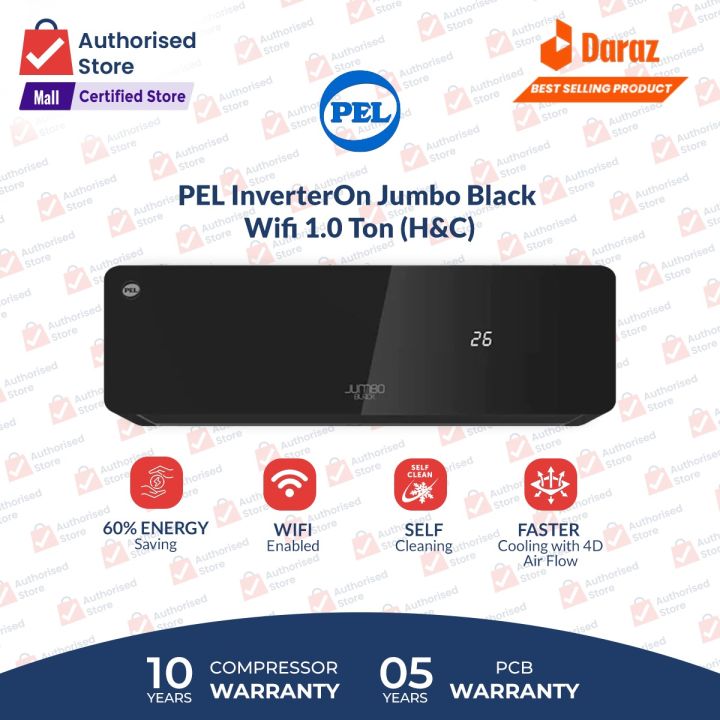 PEL AC INVERTERON JUMBO BLACK WIFI (H&C) AIR CONDITIONER/ LATEST MODEL ...