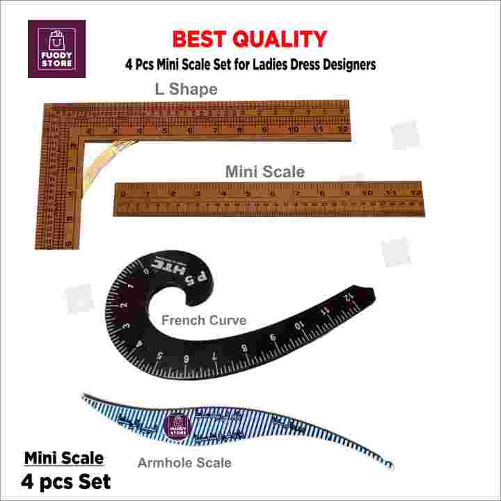 4 Pcs Wooden Style Professional Tailoring Kit for Ladies Dress ...