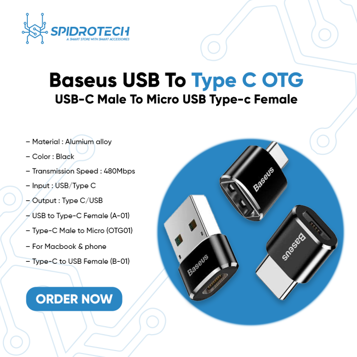 Baseus Orignal USB To Type C OTG Adapter USB USB-C Male To Micro USB ...