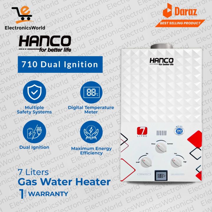 Hanco Instant Water Heater | Model 710 Dual Ignition (Battery + Adaptor ...