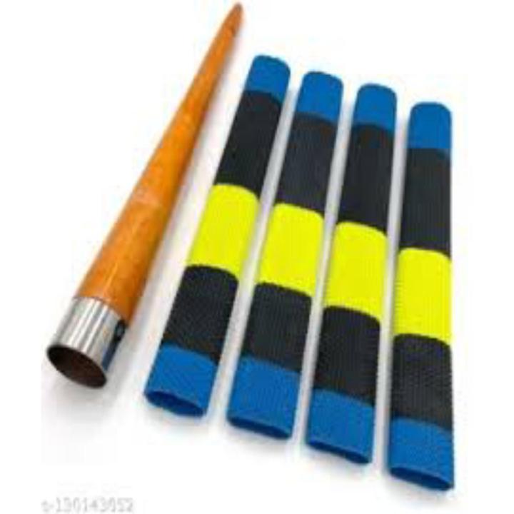 Set of 4 Cricket bat Grips & 1 Wooden Cricket Bat Cone Grip Cone Pck of ...
