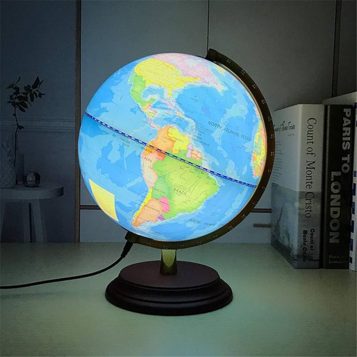 8 inch light globe with stand Earth Teaching Geography Map Home Office ...