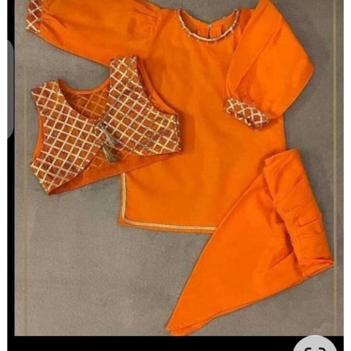 3 Piece Stitched Dress with goota works For Kids/Girls | Daraz.pk